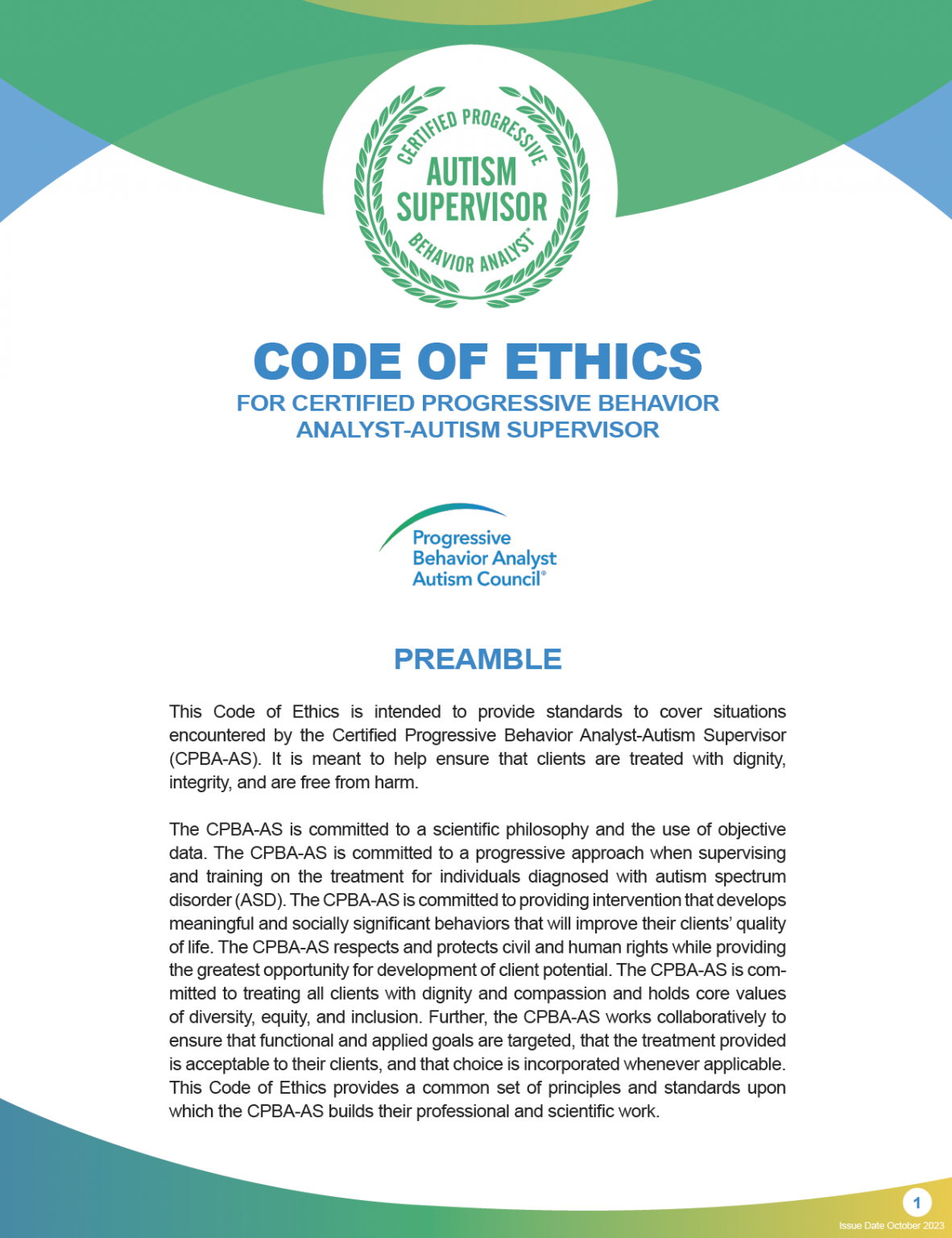 CPBA-AS Ethics Code - Progressive Behavior Analyst®